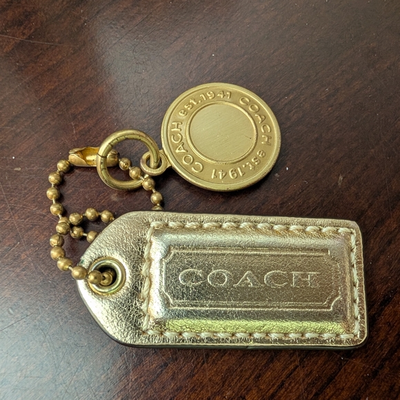 Coach | Bags | Coach Gold Metallic Hangtag With Round Metal Medallion ...